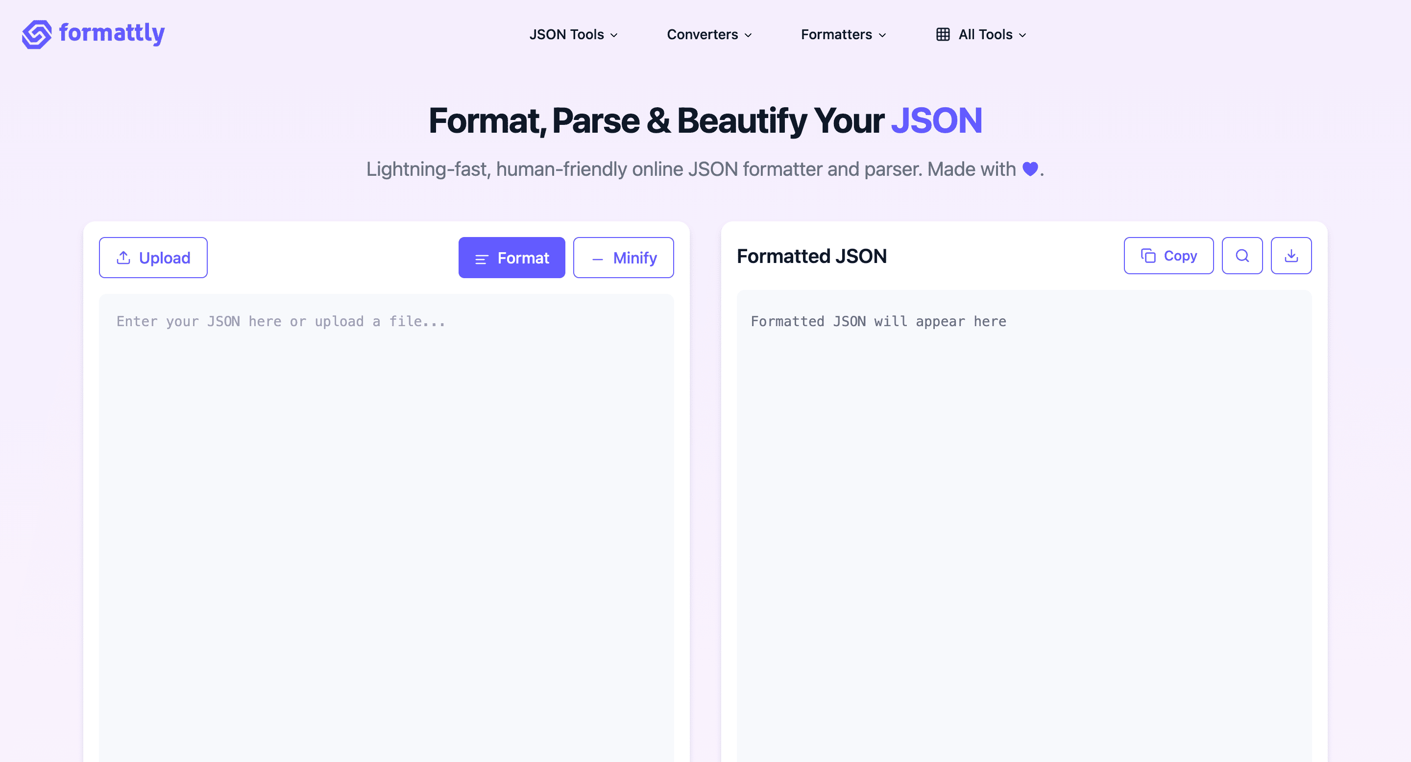 Free JSON Formatter & Validator - Secure | Formattly